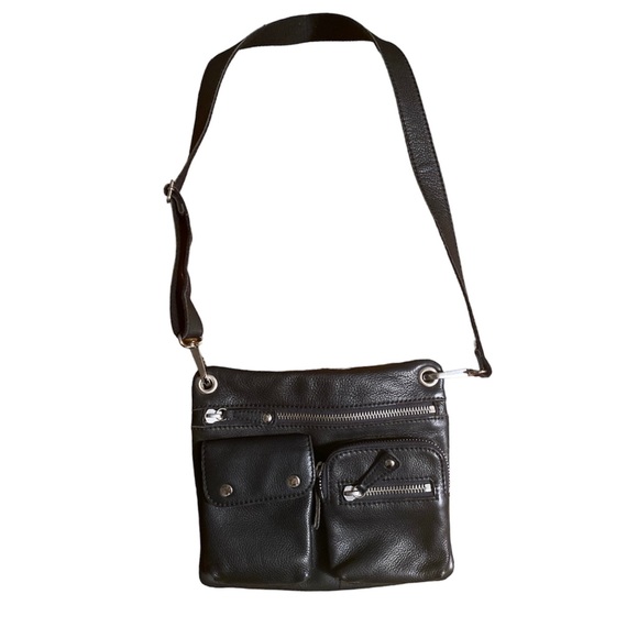 Fossil | Bags | Fossil Sutter Black Crossbody Bag Leather Moto Zipper ...